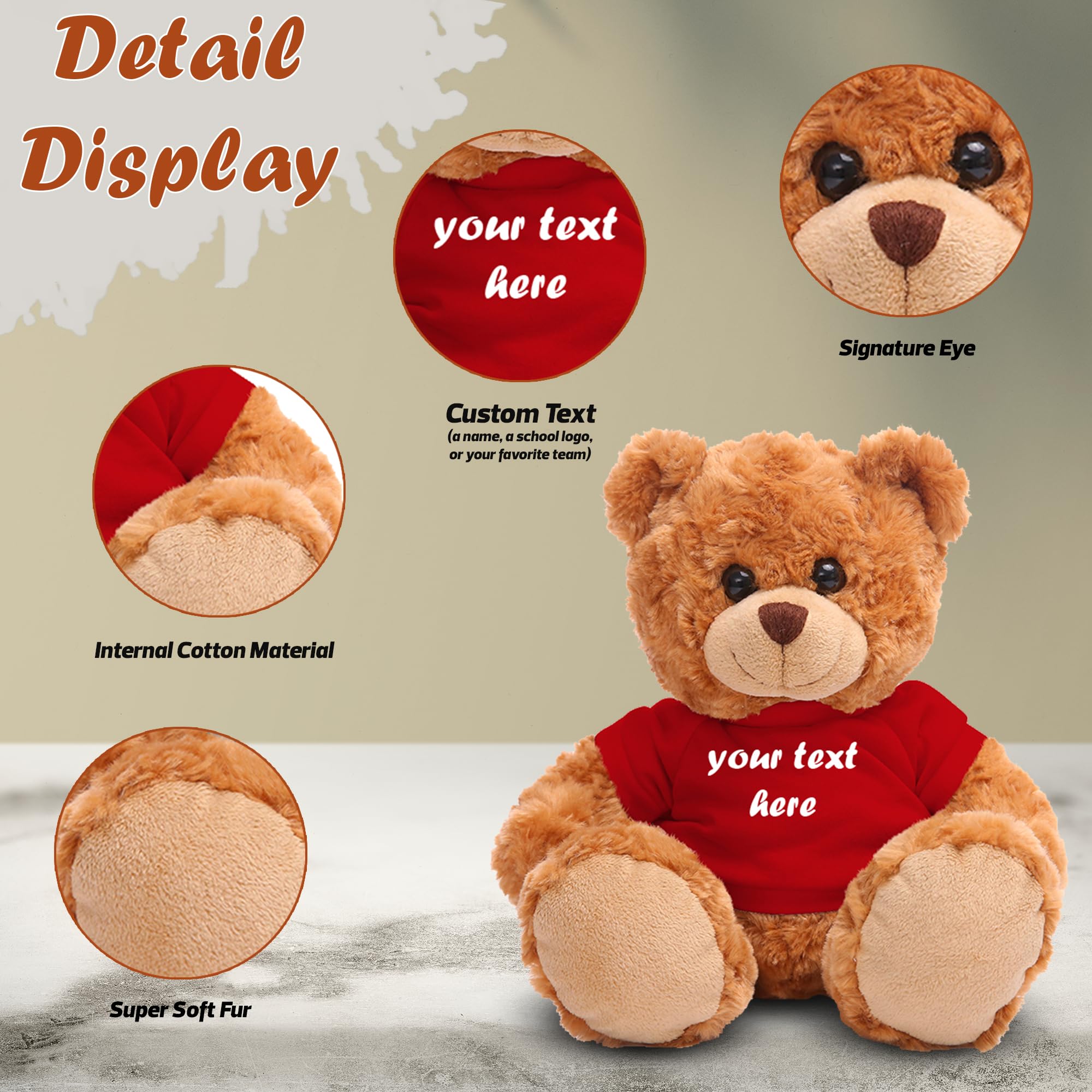 Plushland Teddy Bear 11 Inch, Stuffed Animal Personalized Gift - Great Present for Mothers Day, Valentine Day, Graduation, Birthday,Anniversary, get Well,Christmas (Mocha Bear, red)