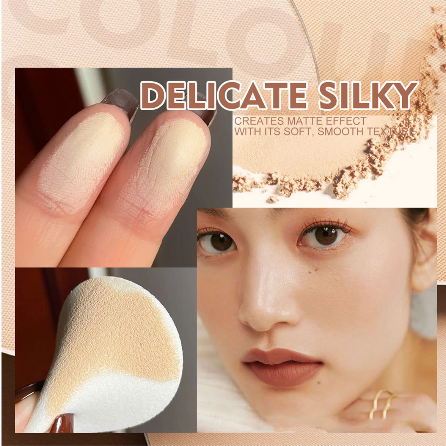 Face Powder | Oil Control Face Pressed Powder | Matte Smooth Setting Powder Makeup | Silk Soft Mist Powder Cake Long-Lasting Waterproof (02 Natural Nude)