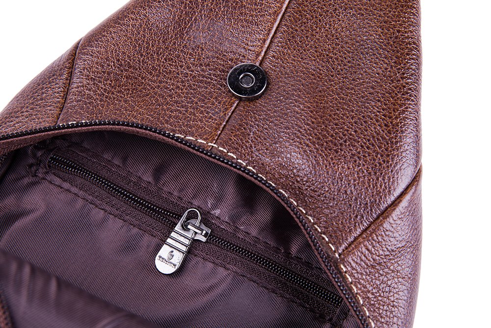Chrysansmile Genuine Leather Shoulder Sling Backpack Bag Unisex Outdoor Crossbody Sling Pack Sport Daypack One Size
