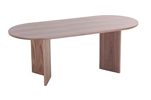 kevinplus 78'' Mid Century Modern Dining Table for 6, Oval Wooden Dining Table Dinner Table for Kitchen Living Room Office, Easy Assembly, Walnut