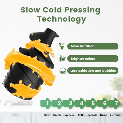 Cold Press Juicer, Juicer Machines with High Juice Yield,Easy to use Juice Extractor Maker For Full-Bodied Fruit & Veg Juice