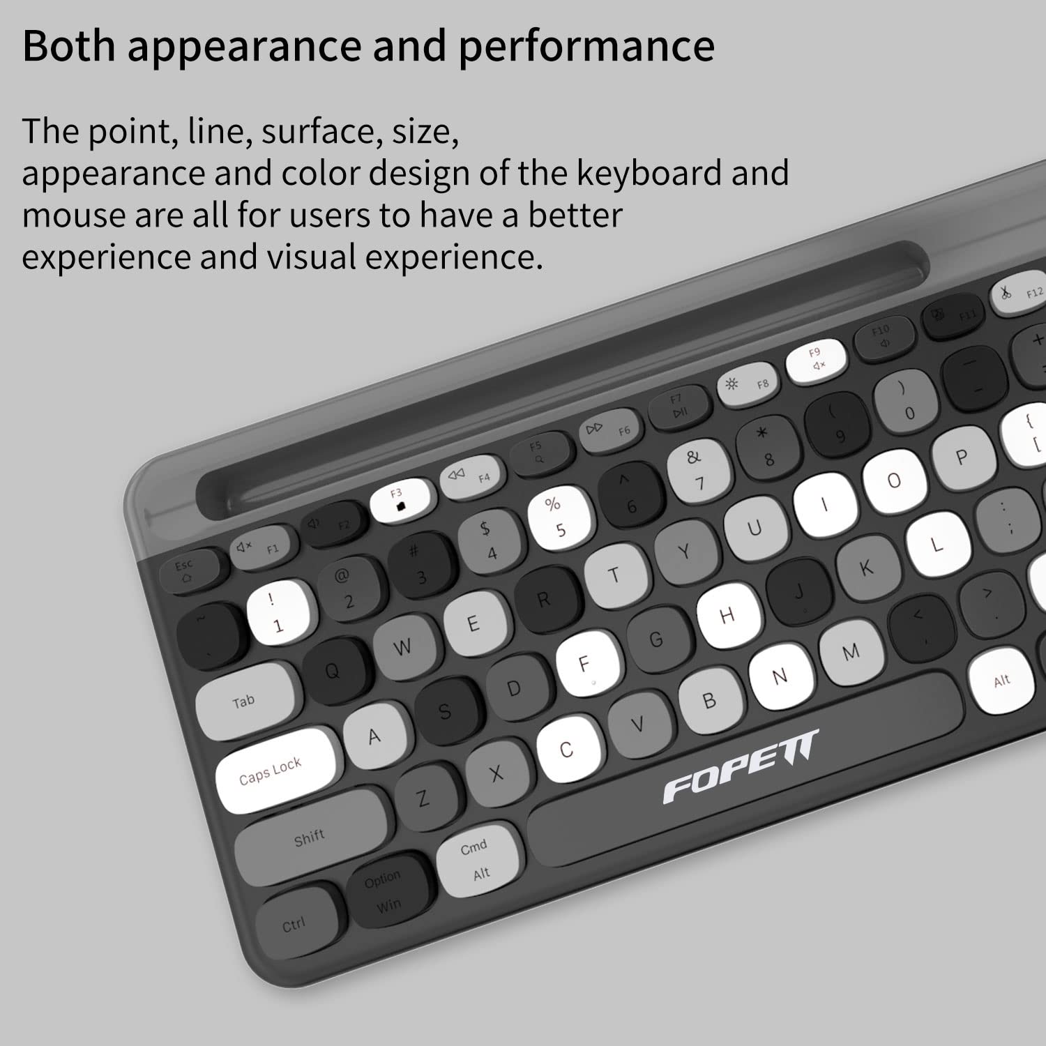 FOPETT Keyboard and Mouse Sets Wireless Keyboard and Mouse Sets,Reliable 2.4 GHz Connectivity for PC,Laptop,Smart TV and More (Grey Colorful)