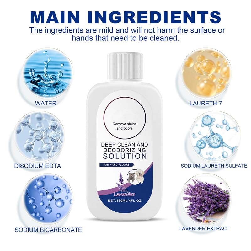 Floor Cleaning solution,Multi-Surface Floor Cleaning Solution,Household Floor Cleaner, Floor Cleaning Liquid for All-Robot Vacuum Cleaner with Mop and Cordless Wet-Dry Vacuum Cleaner(120ml) 