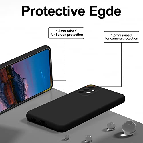 Gueen Compatible with Samsung Galaxy A53 5G Case, Premium Liquid Silicone, with [Camera Protection] [Soft Anti-Scratch Microfiber Lining] Full Body Shockproof Protective Phone Case - Black