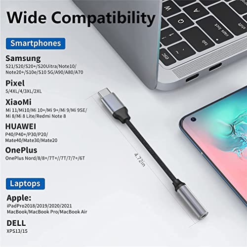 USB c to 3.5mm Audio Adapter, USB c Headphone Adapter USB c dongle Converter for Pixel 5 4 3 2 XL, Samsung Galaxy S21 S20 Ultra S20+ Note 20 10 S10 S9 Plus for iPad Pro