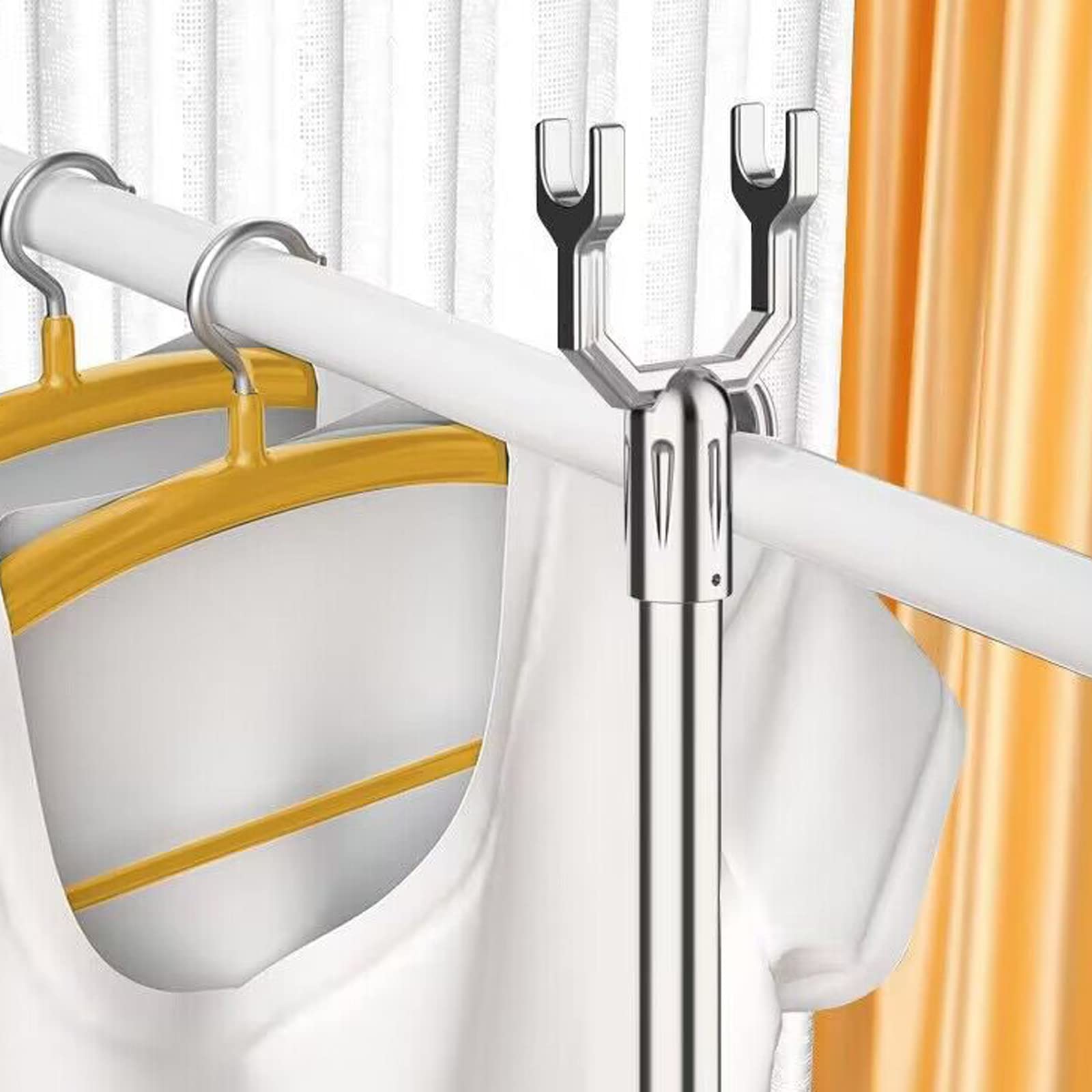 Reach Pole with Hook, 64" Extended Steel Clothes Garmant Hook Long Pole for High Reach without Step Ladder