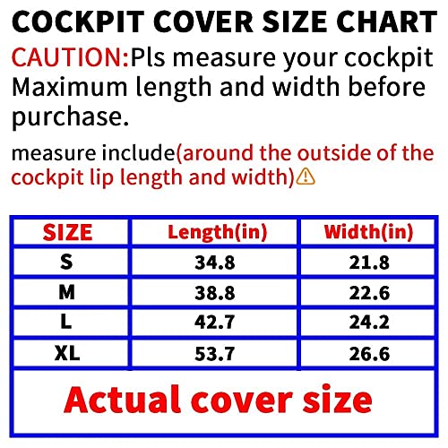 Chuanke Kayak Cockpit Cover UV60+ 420D Oxford Adjustable Canoe Dust-Proof and Waterproof Seat Cover. (M)