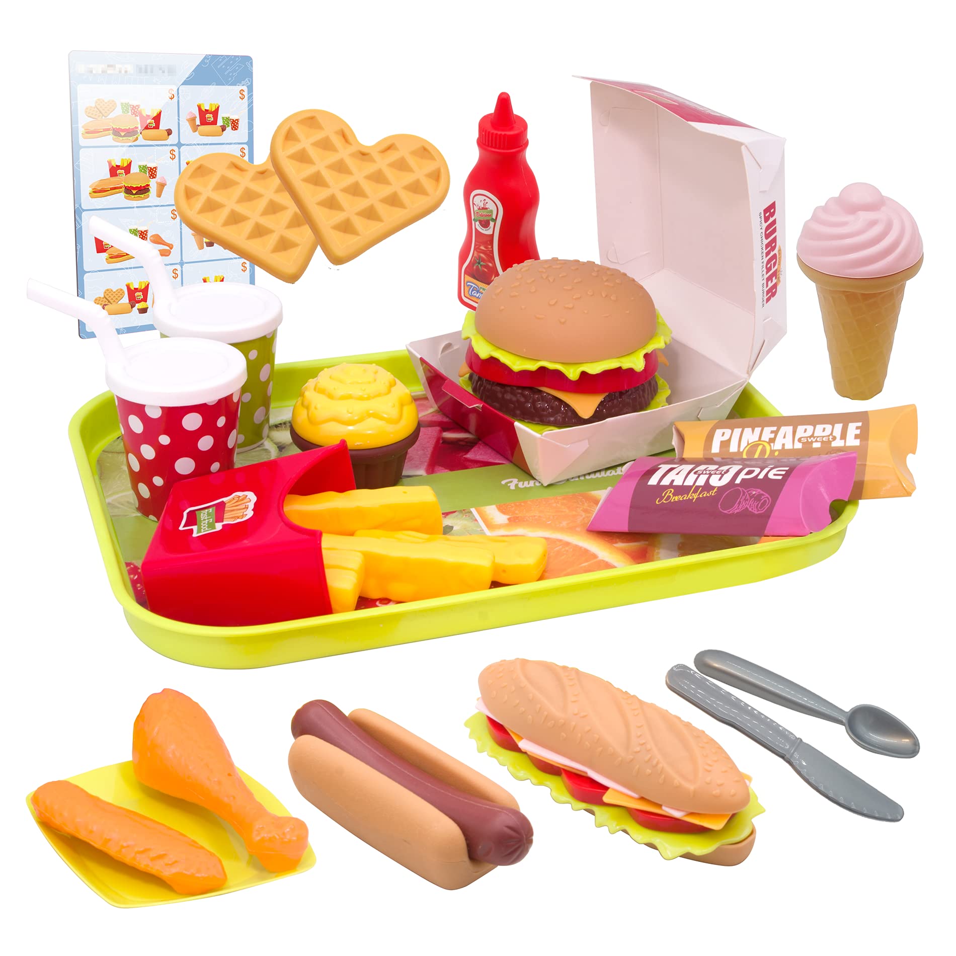 U DREAM Pretend Play Food Sets, Building Toy Burger Playset, Play Kitchen Accessories, Realistic Sandwiches.