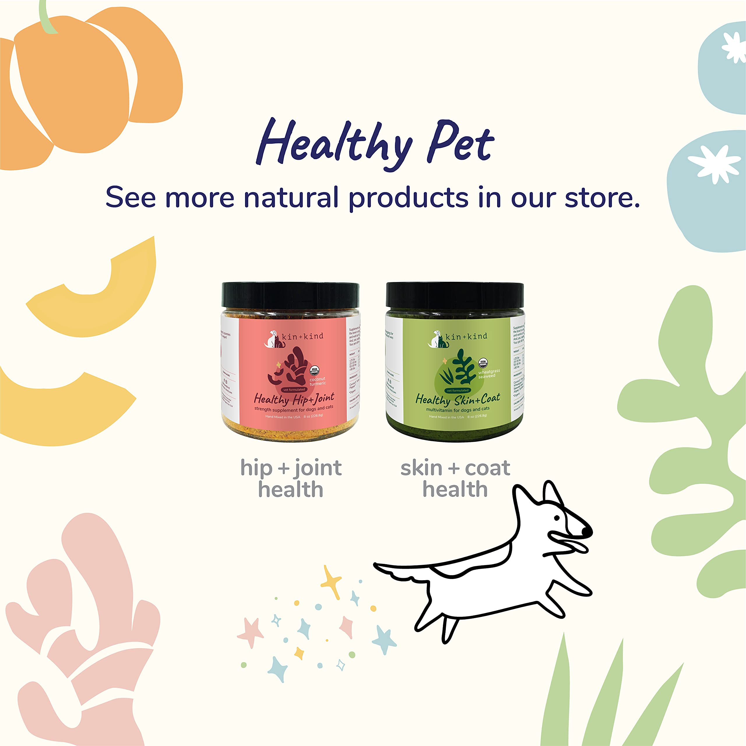 kin+kind Natural Cranberry Supplement Powder for Dogs&Cats - Boost Healthy Immunity and Bladder Support with Organic Formula - Organic Cranberry, Blueberry and Coconut - Small 4oz - Made in USA