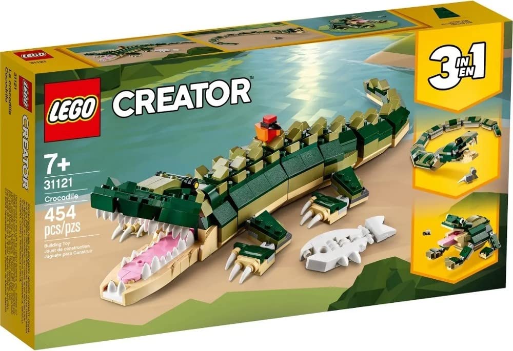 LEGO Creator 3-in-1 Crocodile 31121 Building Toy Featuring Wild Animal Toys (454 Pieces)