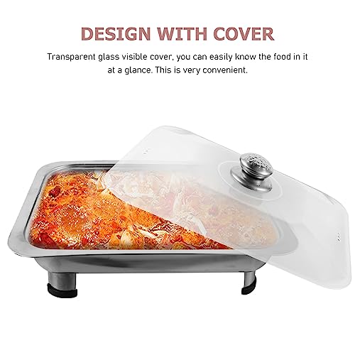 Metal Tray Chafing Dish Buffet Set Stainless Steel Rectangular Chafers with Cover Lid Buffet Server Food Warmer Catering Pan Hot Steam Table Tray Stainless Steel Griddle
