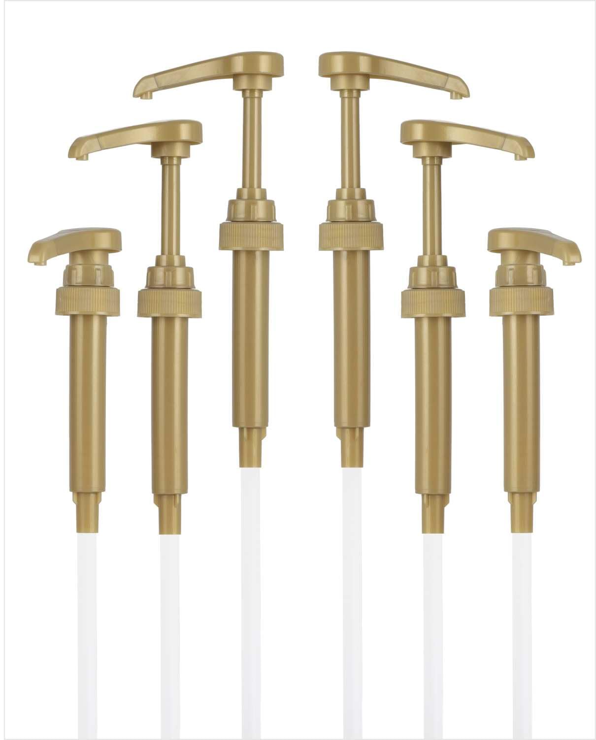 Kinfira 6 Pcs Coffee Syrup Pump Dispenser - Premium Skinny Syrup Pumps Fit for 25.4oz Torani Davinci Syrup Bottles (Gold)
