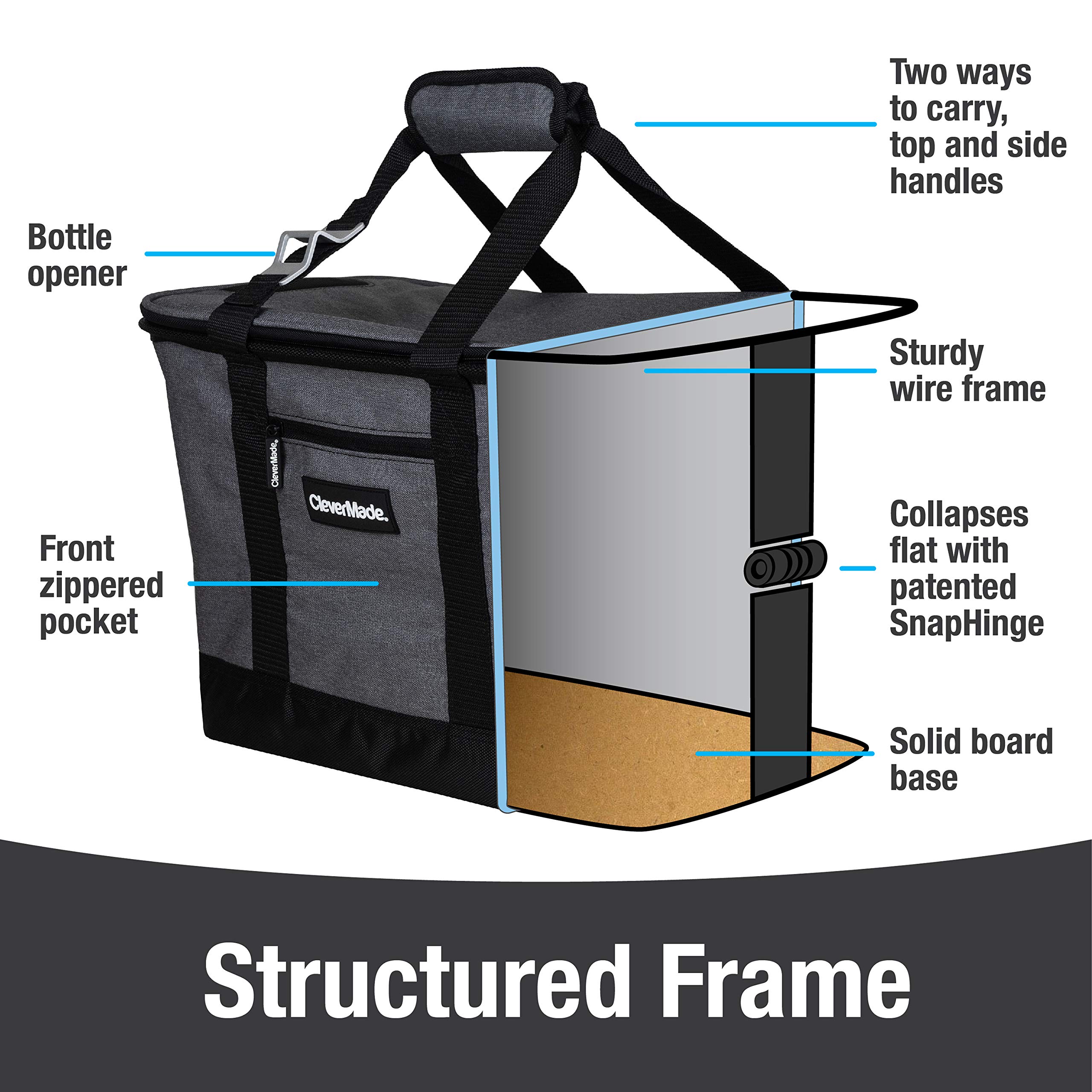 CleverMade Collapsible Coolers - 50 Can Tahoe Cooler Bag + 30 Can Shoulder Cooler