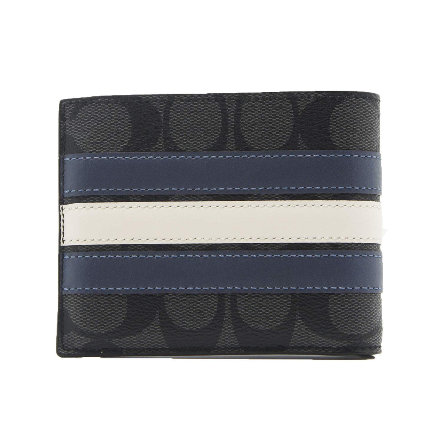 Coach Men's F26072 3-in-1 Wallet in Signature Canvas with Varsity Stripe, Black