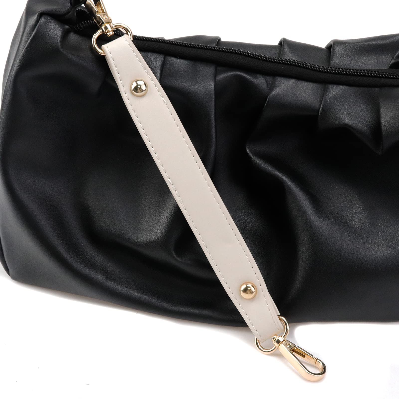Crapyt L11.02" Bag Chain with PU Leather Strap White Wrap Replacement for Purse/Handbag/Bag Elegant Stylish 4 Pack Replacement with Zinc-Alloy Buckle