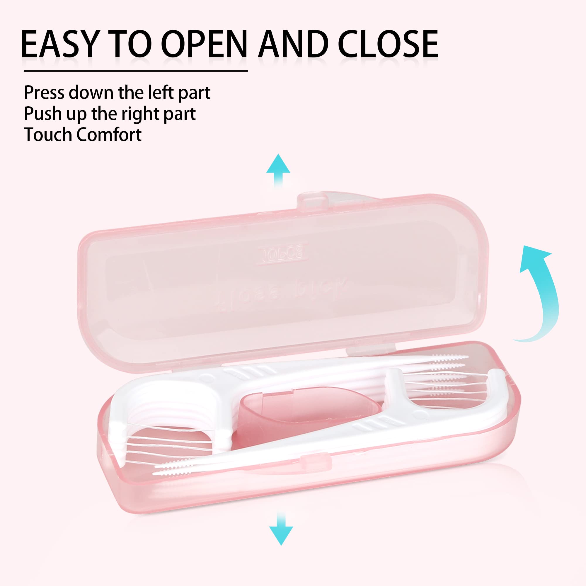 Floss Dispenser Portable Storage Box Flossers for Teeth 60 Sticks, Floss Protable Case with Sealed Storage More Hygienic, Toothpicks Cases with Refil Suitable for Family,Hotel,Travel