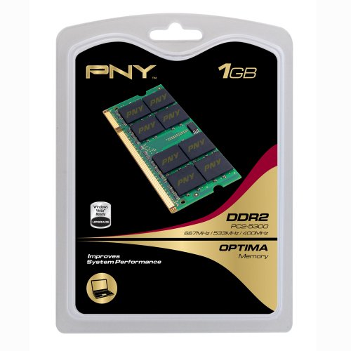 PNY OPTIMA 1GB DDR2 667 MHz PC2-5300 Notebook / Laptop SODIMM Memory Module MN1024SD2-667