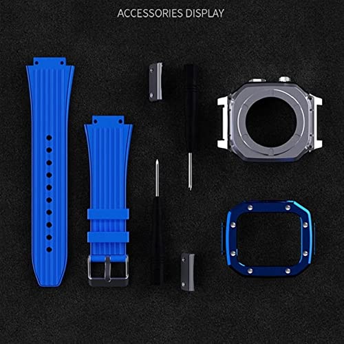 MGTCAR Alloy Watch Case Strap For Apple Watch Series 7 6 5 4 SE 45mm 42mm 44mm Modification Mod Kit watch Strap (Color : Black gold, Size : 44mm)