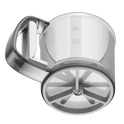 Flour Sifter for Baking, Crank Flour Sifter with Professional Fine Mesh Baking Sifters, One Hand Press Crank Sifter for Baking, Premium Flour Sieve Bakesr Dusting for Quick Sifting Omesata