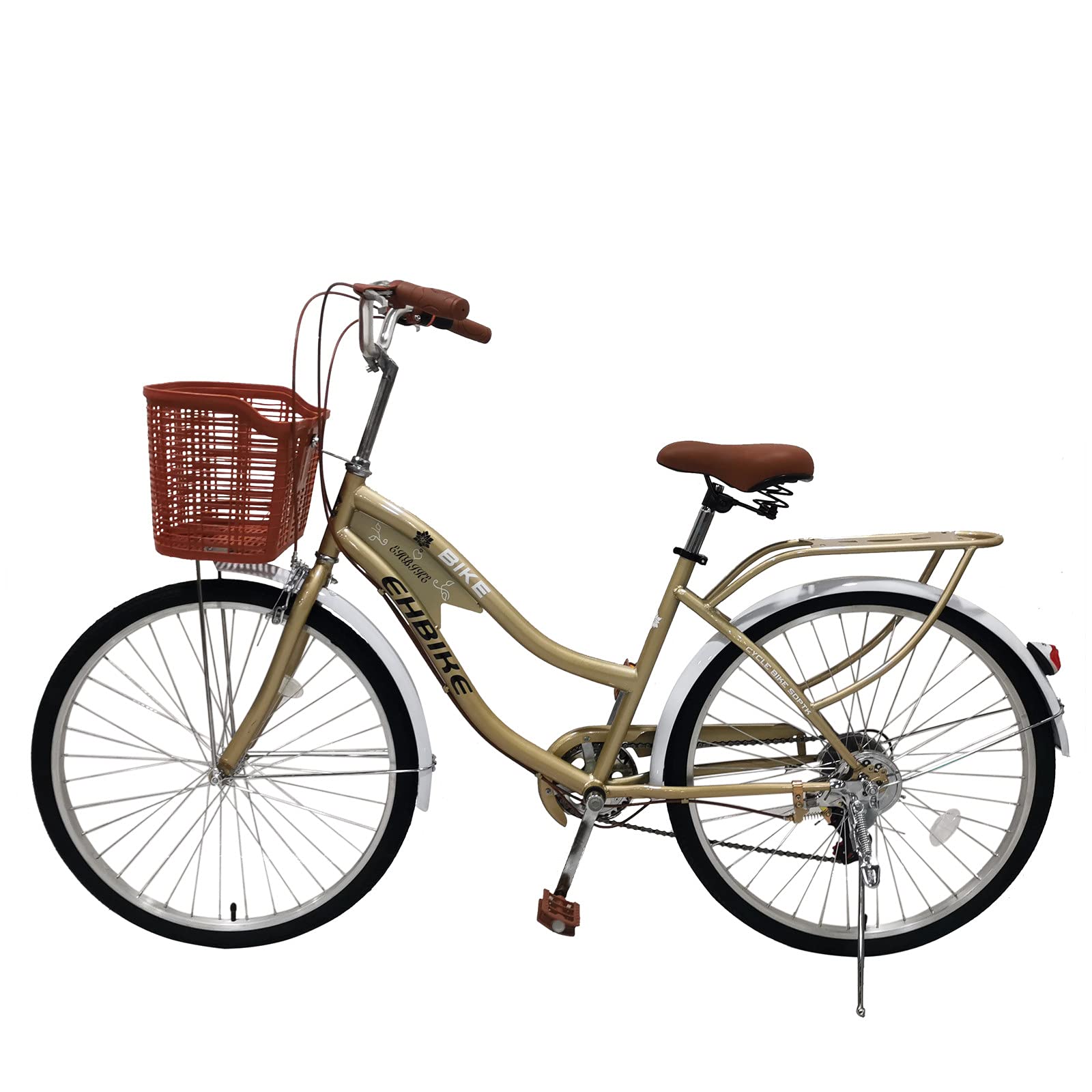 Cruiser Bike 7 Adjustable Speeds 26-Inch with Grocery Basket Adjustable Seat & Handle - Semi-Assembled Suitable for Road Riding & Beach Riding Commuter Bikes