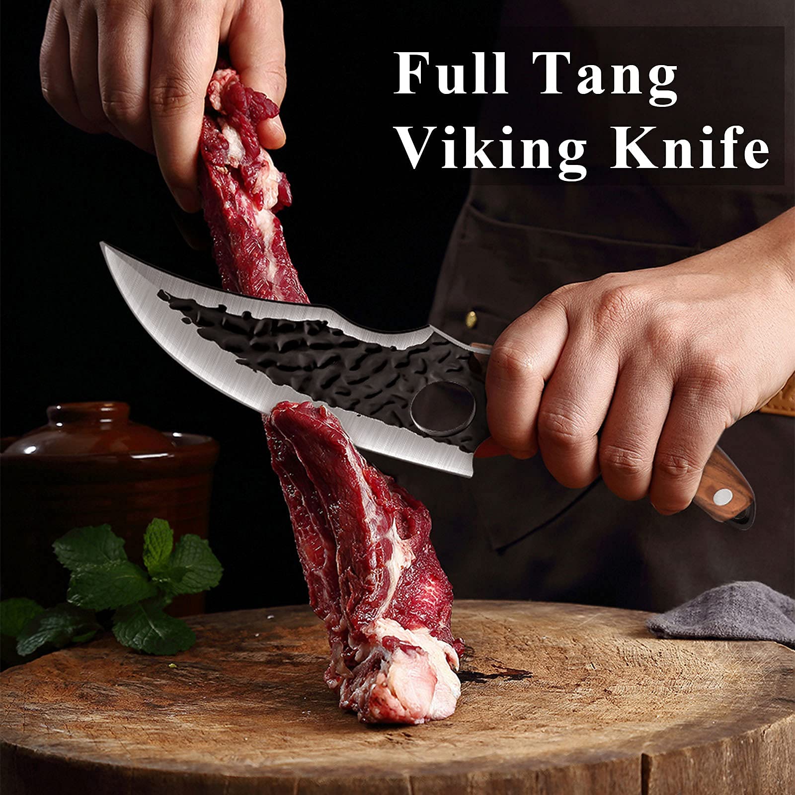 DRAGON RIOT Viking Knife Butcher Knife Meat Knife Outdoor BBQ Camping Knife