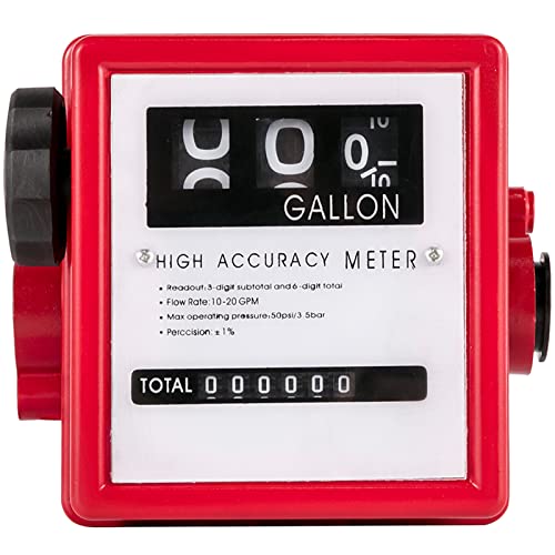 VEVOR Mechanical Fuel Meter 20 GPM, Fuel Flow Meter 3-Digital Batch Display Fuel Transfer Meter 1 Inch Diesel Fuel Flow Meter All Fuel Transfer Pumps Gasoline Flow Meter