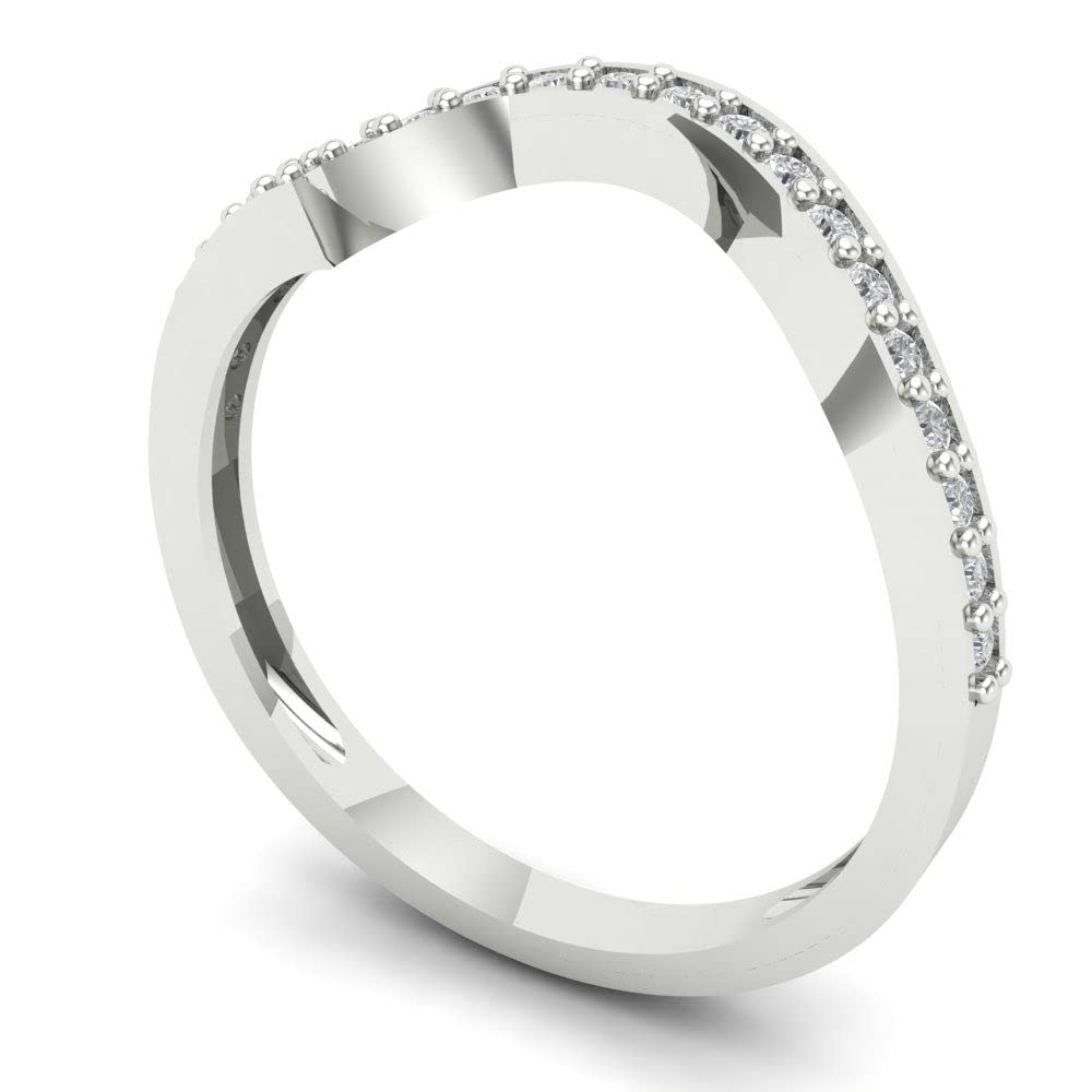 Clara Pucci 0.16 ct Brilliant Round Cut Clear Simulated Diamond 14k White Gold Stackable Wedding Engagement Promise anniversary Band Size 6