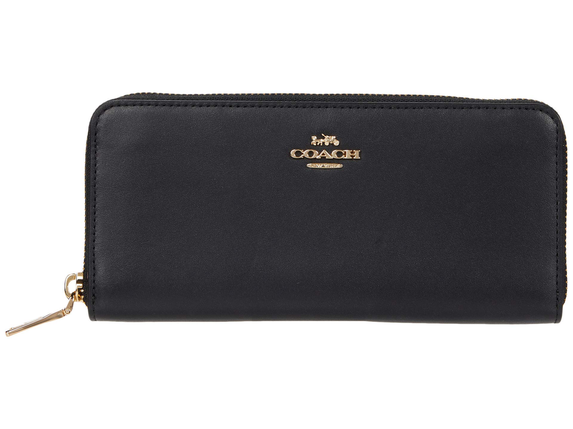 Coach Smooth Leather Slim Accordion Zip Gd/Black One Size