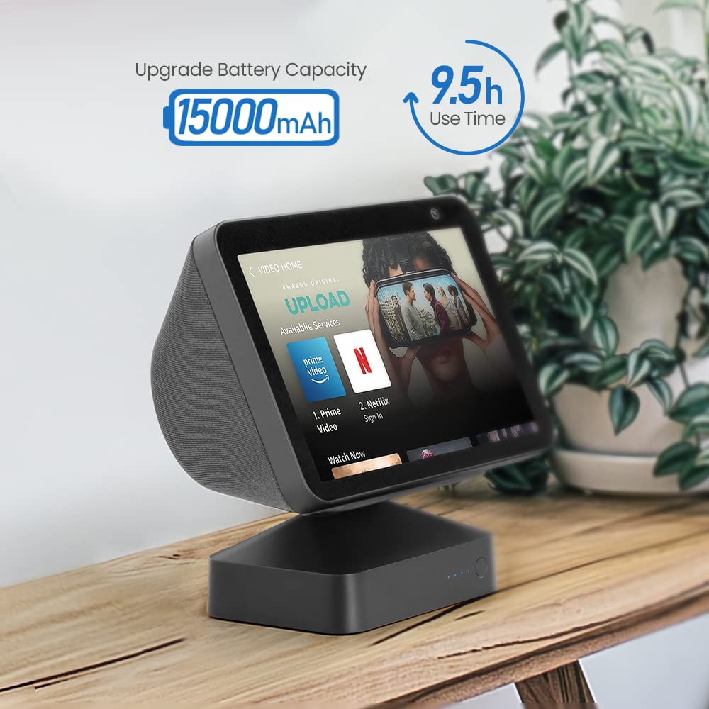 GGMM ES8 Battery Base for Show 8(1st & 2nd Gen), Battery Stand to Make Smart Speaker Portable, Adjustable Battery Dock, Magnetic Attachment, Black(Speaker Sold Separately)