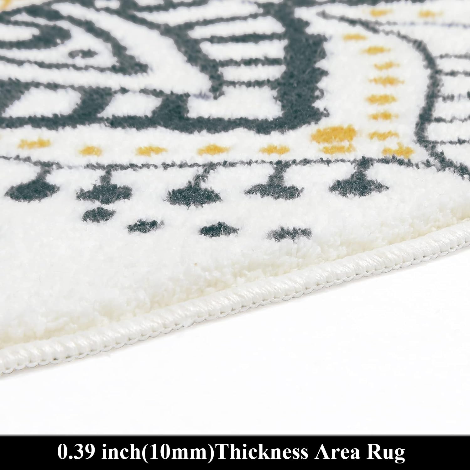 HEBE Boho Round Rugs 4Ft Washable Non Slip Round Area Rug Throw Soft Cute Round Nursery Rug Soft Fluffy Bathroom Rug Circle Rug for Bedroom Dorm Kids Room Nursery