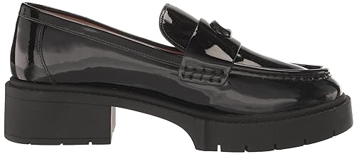 COACH Women's Flats Leah Loafer in Patent Leather, Color Black Patent, Size 8