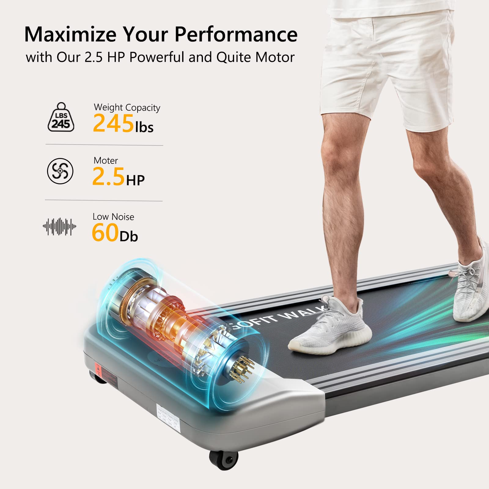 Egofit Walkpad Under Desk Treadmill Walking Pad Portable Flat Treadmill for Home&Office Exerciser Under Standing Desk, Model F1-3.7MPH, Installation Free with LCD Display, Ultra Slim and Silent