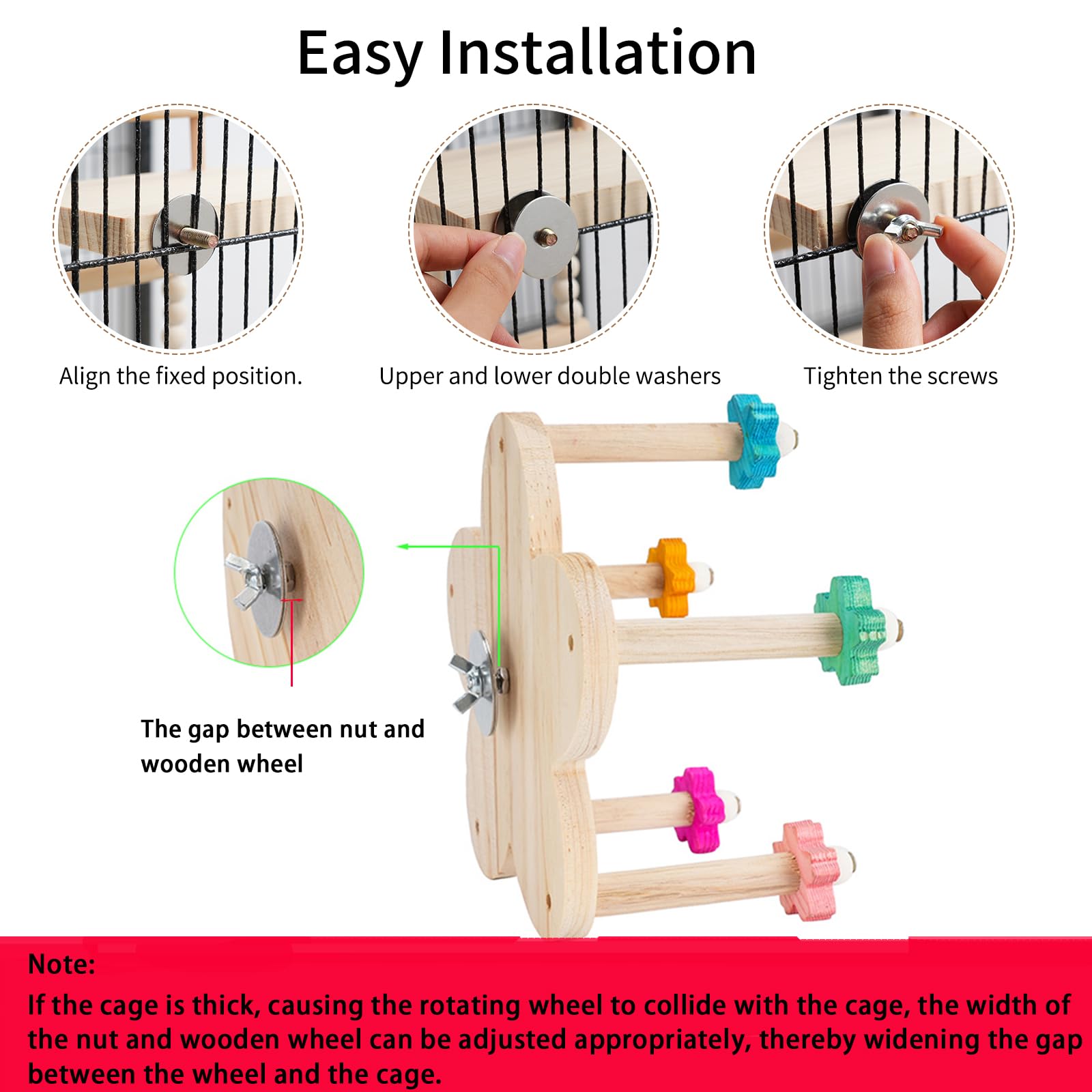 FrgKbTm Wooden Parrots Ferris Wheel Toy with Perches, Bird Toy Rotating Perch Toy, Hanging Bird Stand Cage Accessories for Parakeet Parrot, Cockatiel, Budgerigar,Conure, Lovebirds