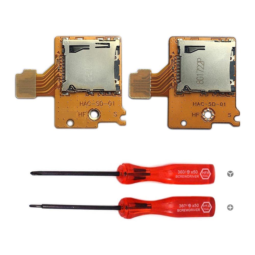 Partsatoz Pack of 2 Micro SD Card Reader Board Memory TF Card Slot Socket Replacement for Nintendo Switch NS 2017 Console HAC-SD-01 with Opening Tool