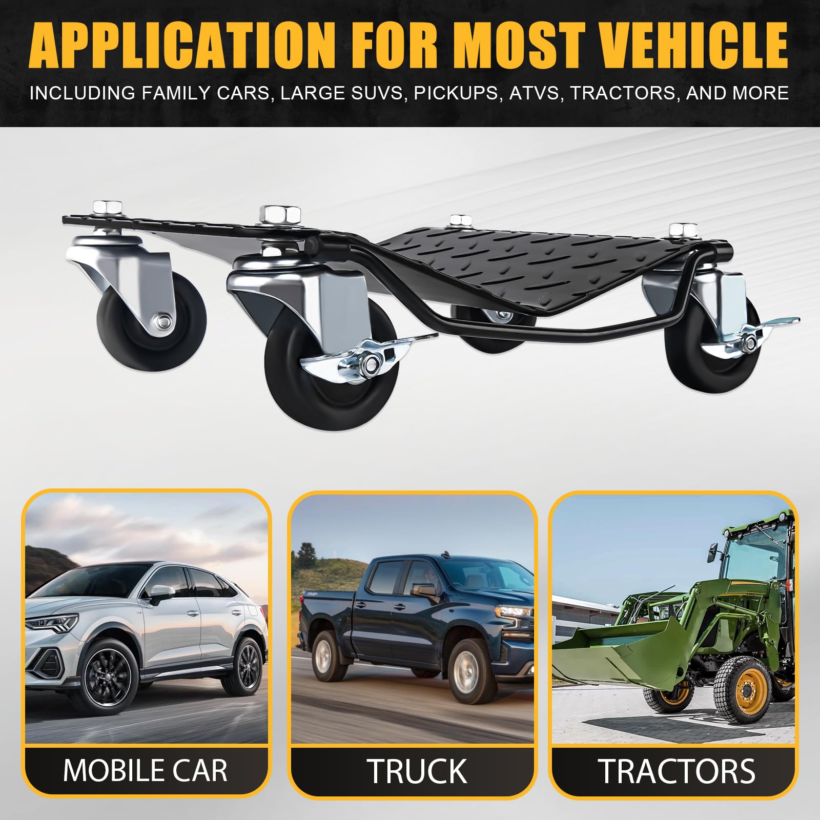 𝐂𝐚𝐫 𝐃𝐨𝐥𝐥𝐲 𝐂𝐚𝐫 𝐖𝐡𝐞𝐞𝐥 𝐃𝐨𝐥𝐥𝐲 3000 lbs Moving Vehicle Dolly, Car Wheel Dollies Vehicle Dollies Set of 2 Piece, Heavy-Duty Car Tire Stakes Cart Moving Cars, Trucks, Trailers