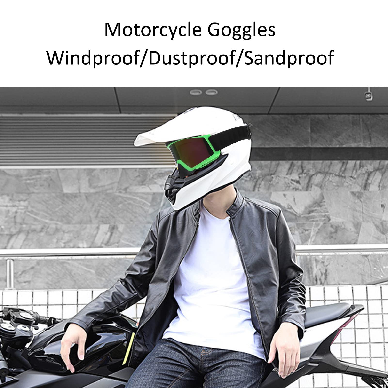 Dilwe Goggles, Off Road Riding Face Guard Glasses Dust Motorcycle Goggles Ski Goggles(Green)