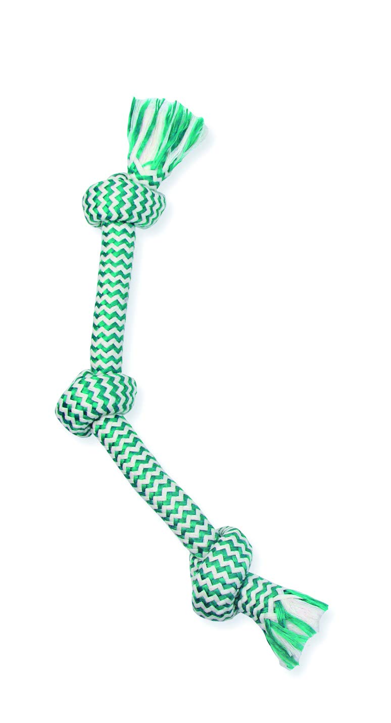 Mammoth Flossy Chews Extra Fresh Rope Tug – Premium Cotton-Poly Yarn with Floss Tug Toy for Dogs – Interactive Dog Rope Toy – Tug Dog Chew Toy for Small Dogs - Small, 15”