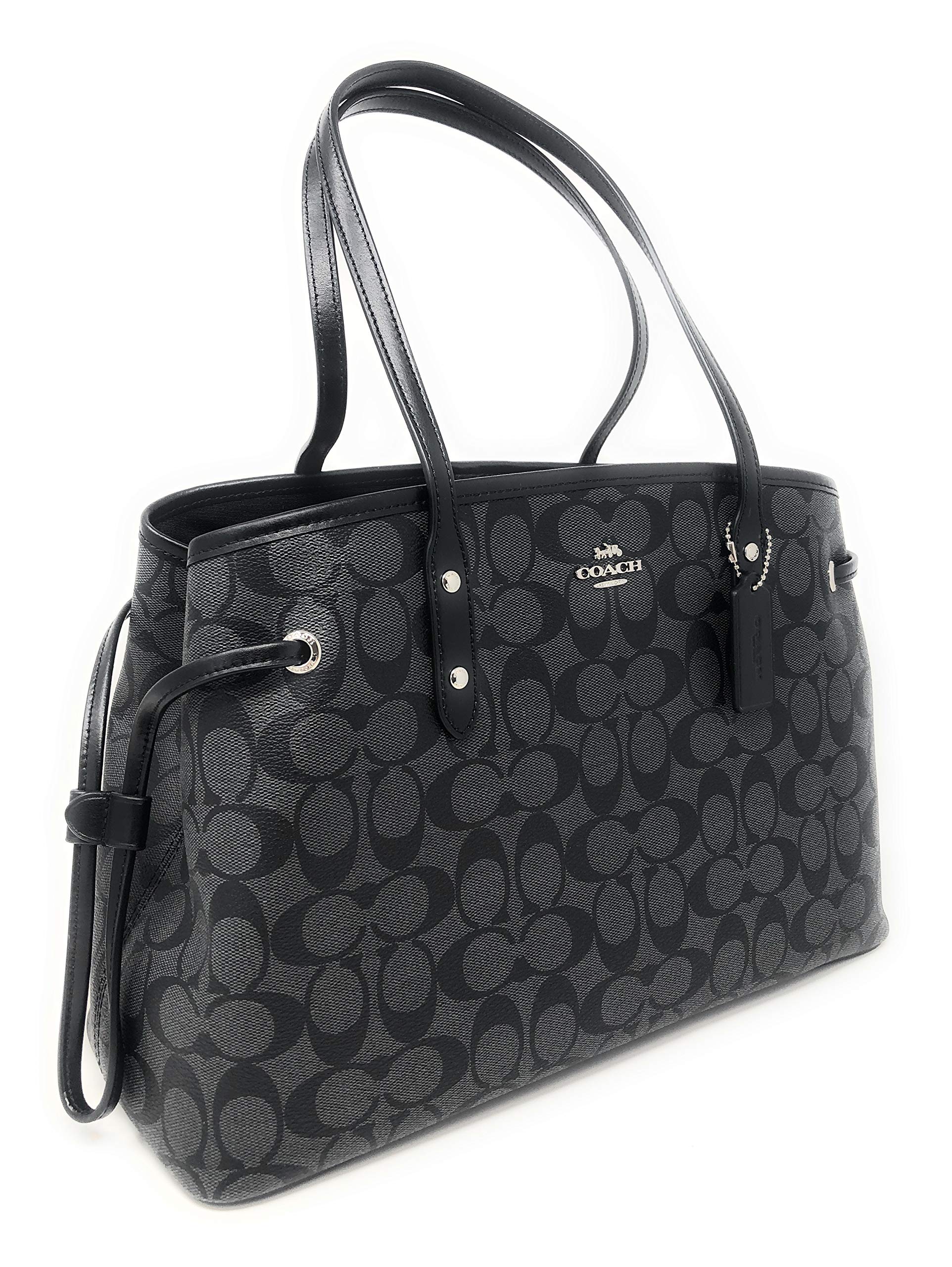 Coach Women's Signature Drawstring Carryall Shoulder Bag No Size (Sv/Black Smoke/Black)