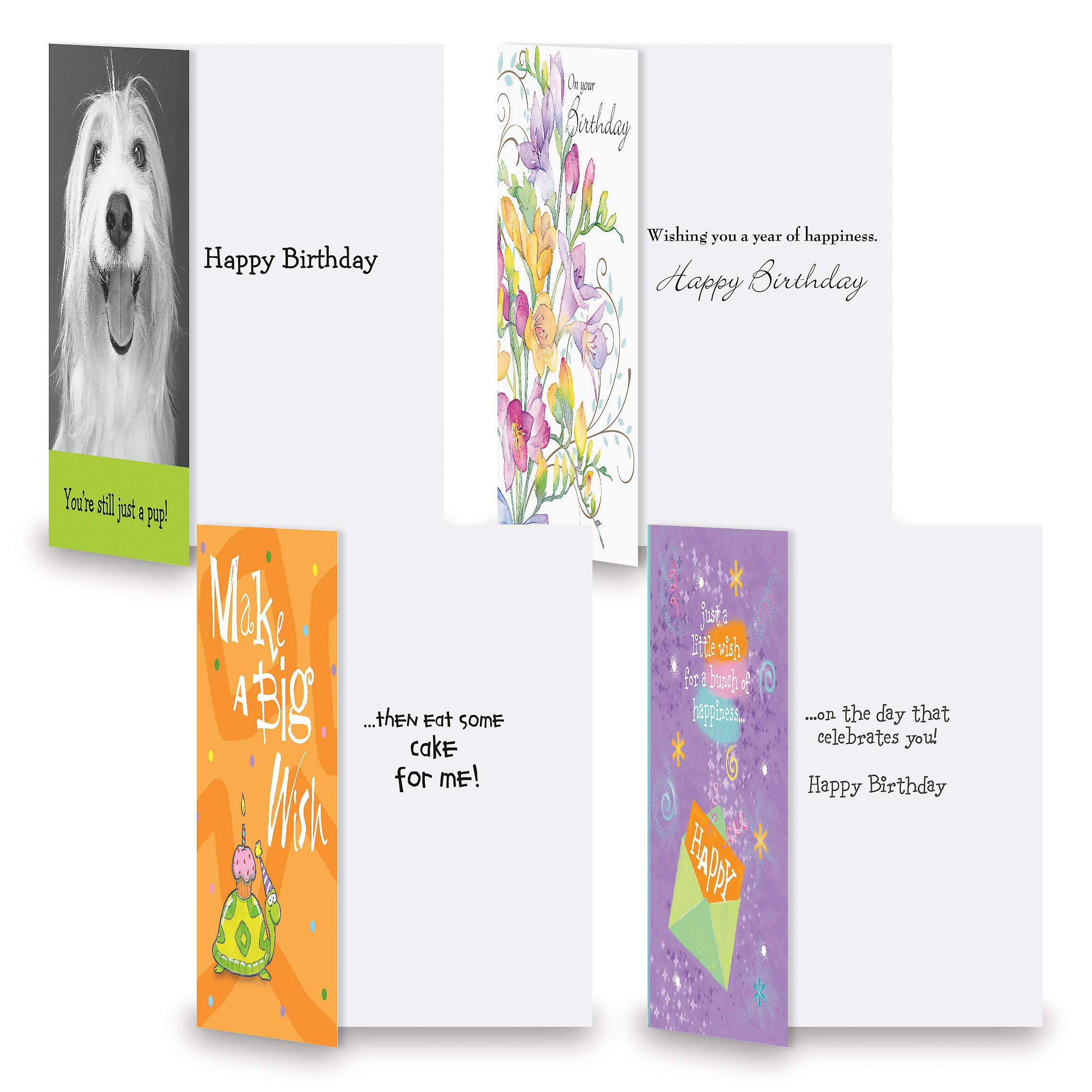Mega Birthday Greeting Cards Value Pack - Set of 40 (20 designs), Large 5" x 7", Birthday Cards with Sentiments Inside, White Envelopes