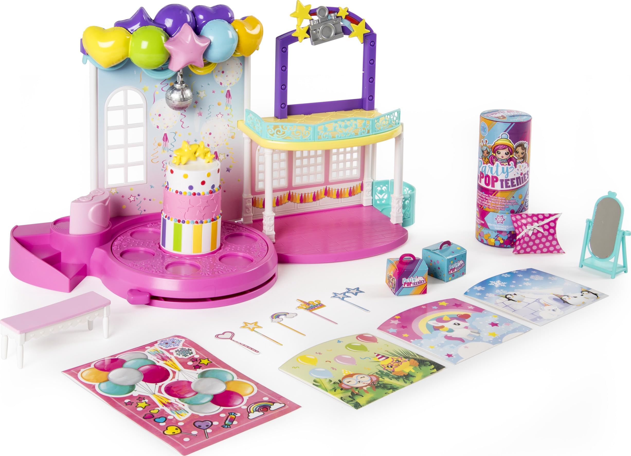 Party Popteenies - Poptastic Party Playset with Confetti, Exclusive Collectible Mini Doll and Accessories, for Ages 4 and Up, Standard