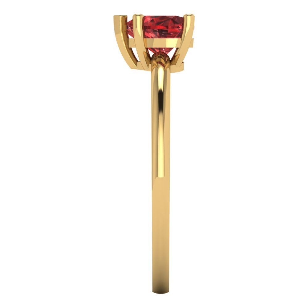 Clara Pucci 0.95ct Heart Cut Solitaire Natural Scarlet Red Garnet 5-Prong Classic Designer Statement Ring Solid 14k Yellow Gold for Women
