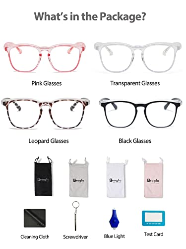 Feaglo Safety Glasses, Anti Fog Safety Goggles for Women Men, Blue Light Blocking with Clear Lens, 4Pack Stylish Eye Protection Glasses with side Shield