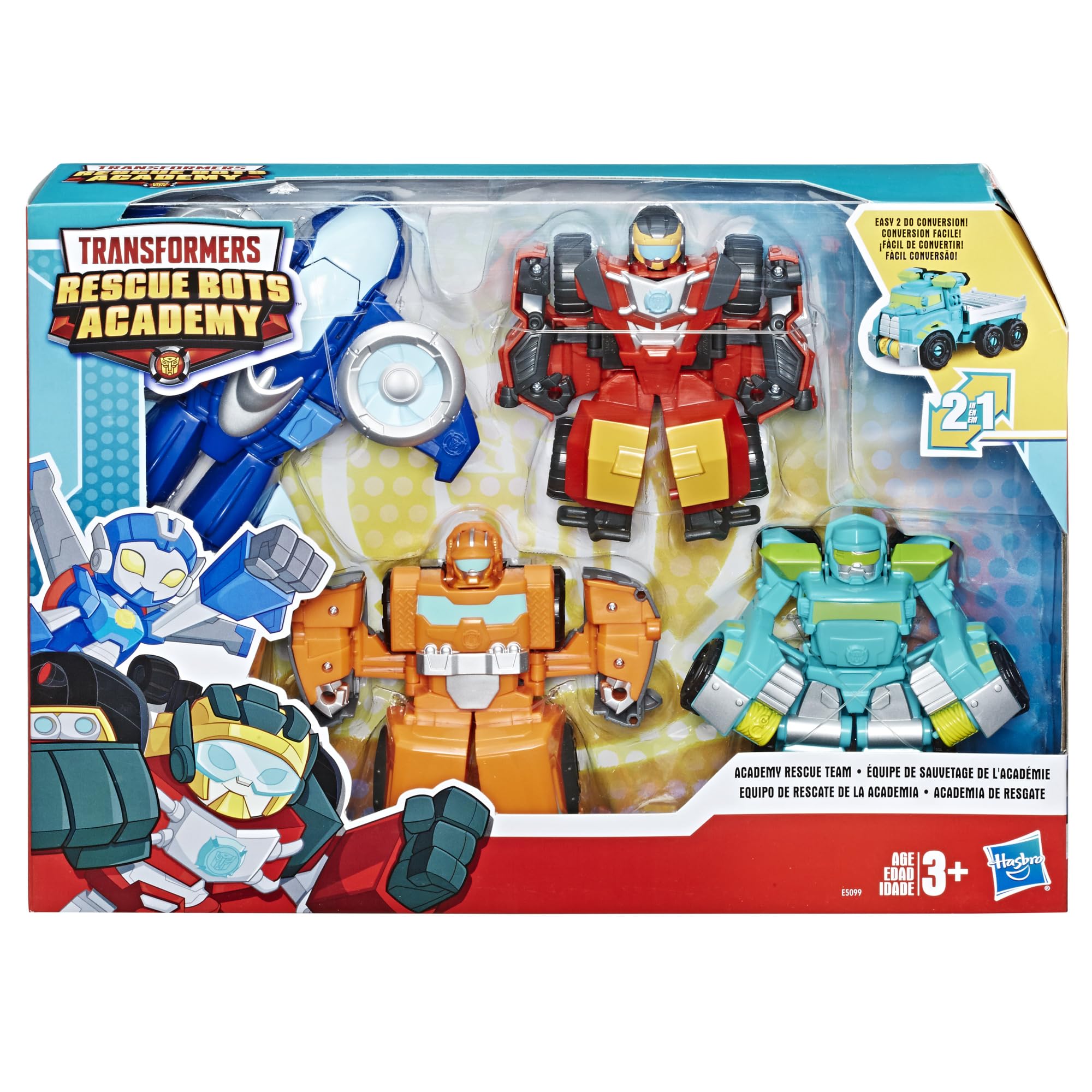 Playskool Heroes Transformers Rescue Bots Academy Rescue Team Pack, 4 Collectible 4.5" Converting Action Figures, Toys for Kids Ages 3 & Up