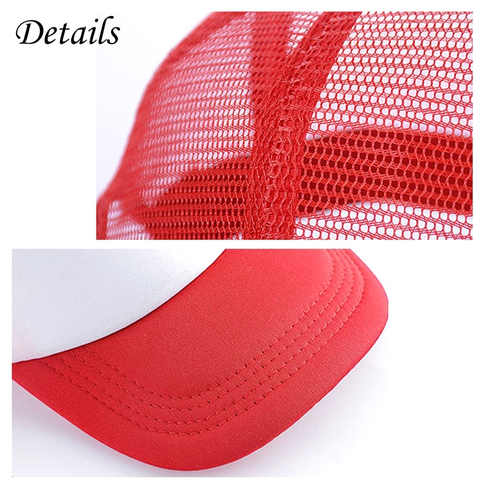 EICOO Sublimation Blank Polyester Mesh Hats Hot Pink Color Cap Mesh Trucker Summer Mesh Cap Blank Hat 2 Pack (Hot Pink)