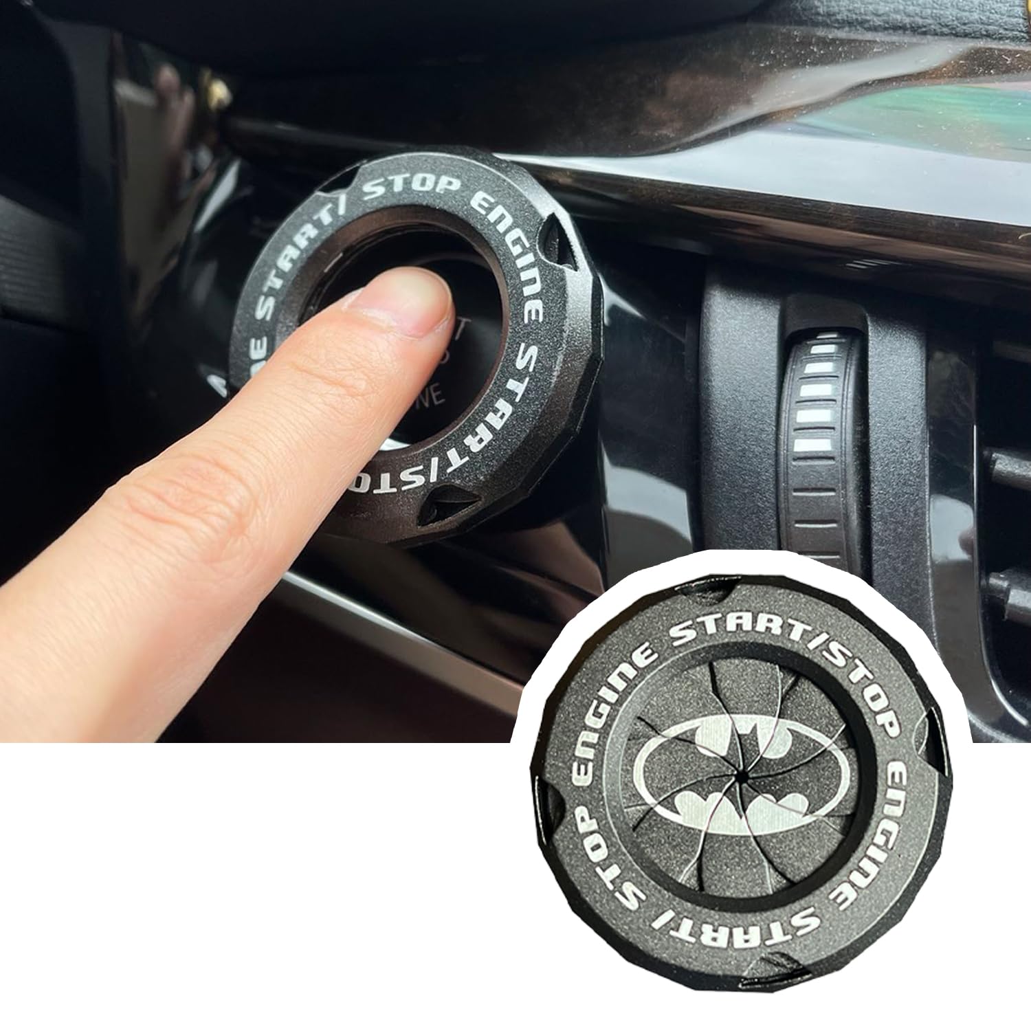 Car Engine Start Stop Button Startup Button Cover Rotary The Protective Shell of The Style Push Start Button Decoration Cover (Black Batman4)