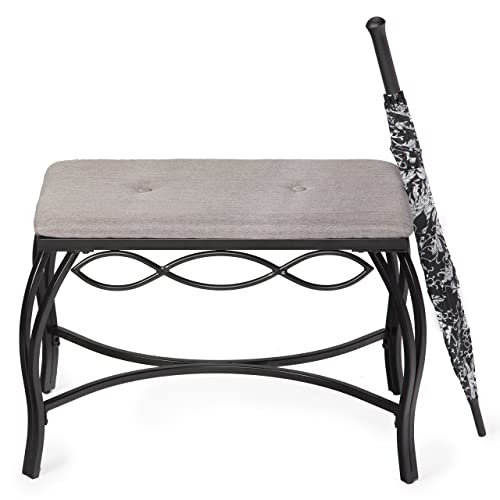 Mango Steam Heather Gray Shoe Bench - Vanity Seat for Makeup Room, Dressing Stool, Entryway Bench - Powder Coated, Upholstered, Space Saving