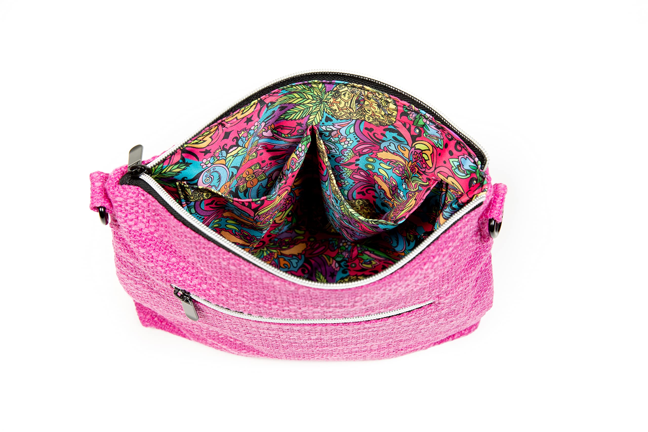 DIME BAGS - Day Tripper - Hemp Shoulder Bag, Crossbody and Clutch Purse, Custom Interior Lining by Ellie Paisley (Black)