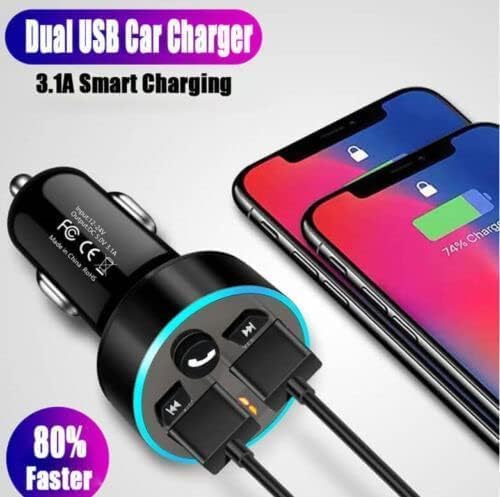 Car FM Transmitter, Bluetooth 5.0 Car Radio Audio Adapter MP3 Player, Car Bluetooth Radio Adapter with Dual USB Charger for Phone,and Tablets