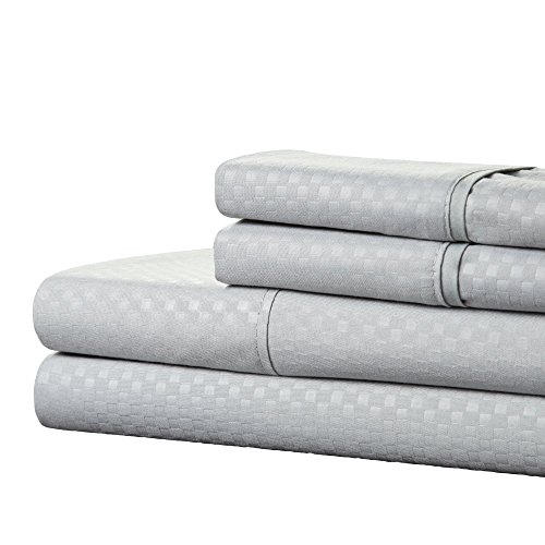 Brushed Microfiber Sheets Set- 4 Piece Hypoallergenic Bed Linens with Deep Pocket Fitted Sheet and Embossed Design by Lavish Home (Platinum, Queen)