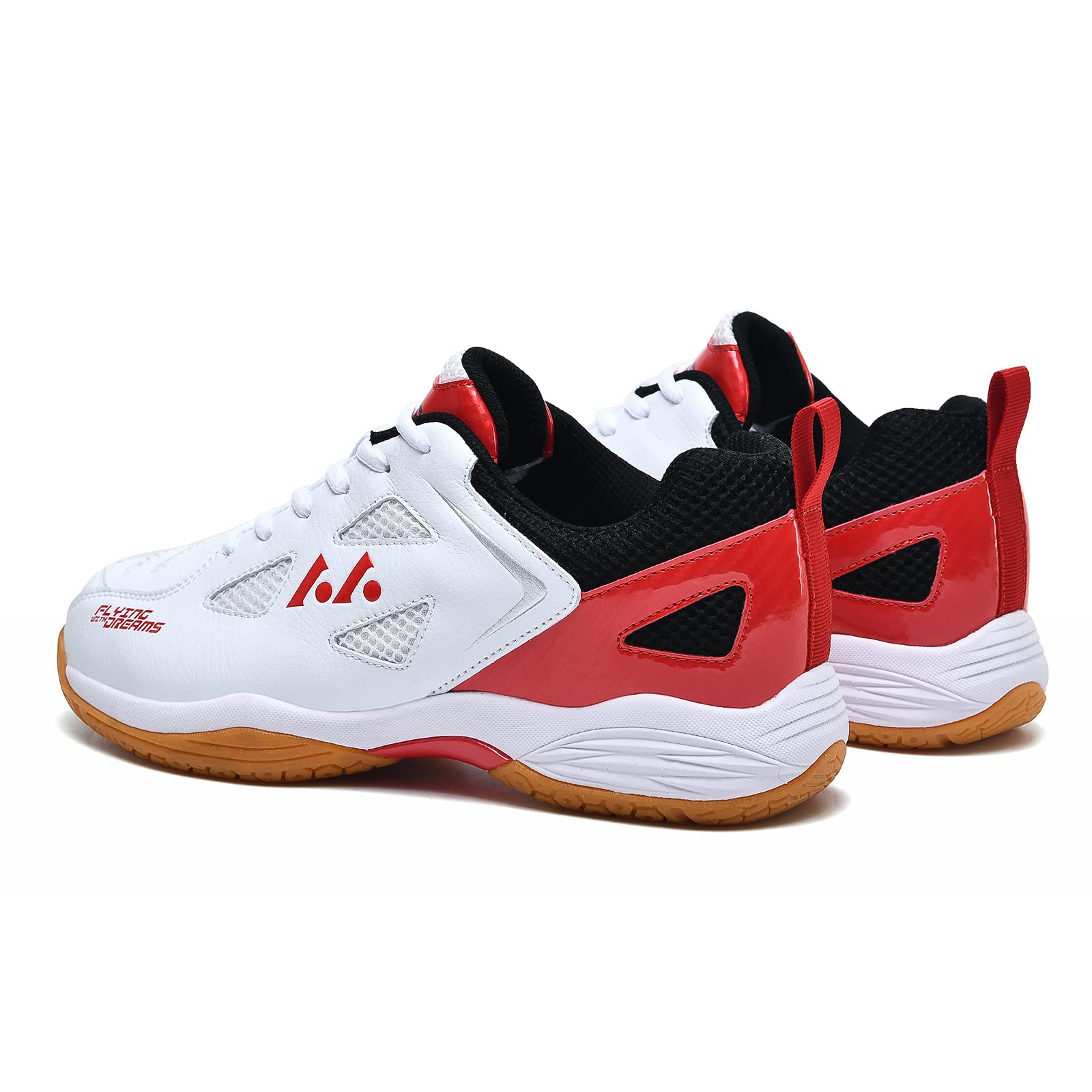 Condromly Women's Light 22 Lightweight Cushioning Pickleball Court Shoes (White/Red, 7)